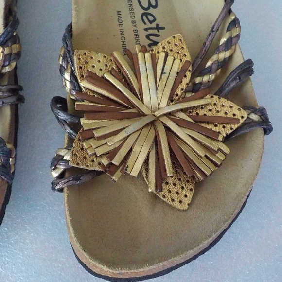 Birkenstock | Shoes | Birkenstock Betula Metallic Leather Sandals ...